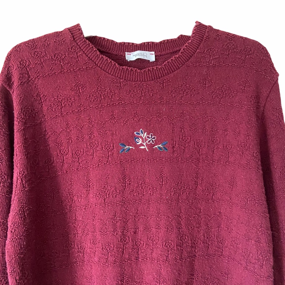 Northern Reflections Maroon Embroidered Sweater L - Gem